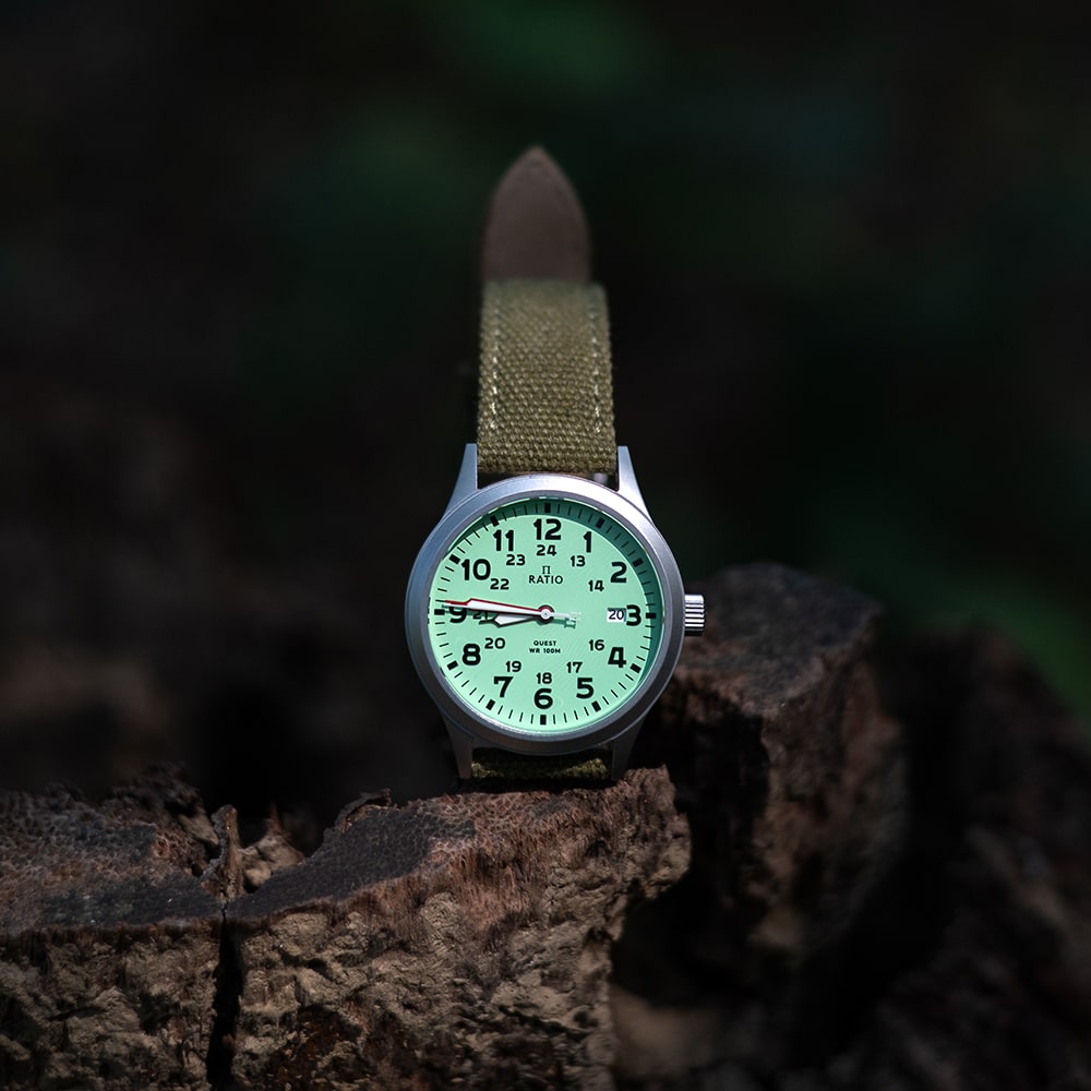 Ratio Quest Men's Field Watch Canvas Strap Quartz RTQ021 100M Watch