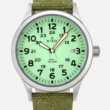 Ratio Quest Men's Field Watch Canvas Strap Quartz RTQ021 100M Watch