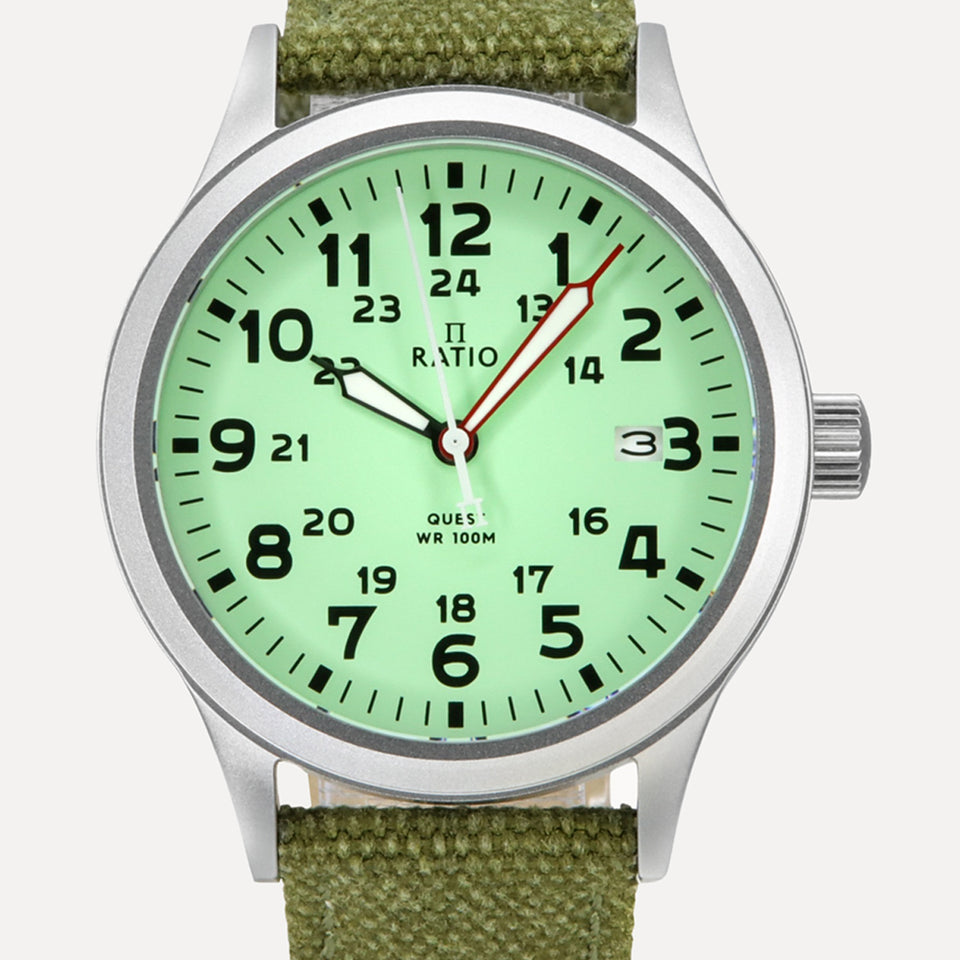 Ratio Quest Men's Field Watch Canvas Strap Quartz RTQ021 100M Watch