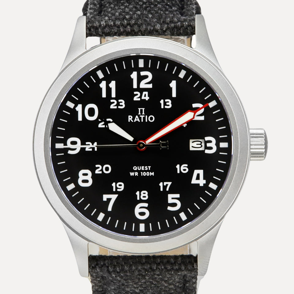 Ratio Quest Men's Field Watch Sapphire Canvas Strap Quartz RTQ023 100M ...